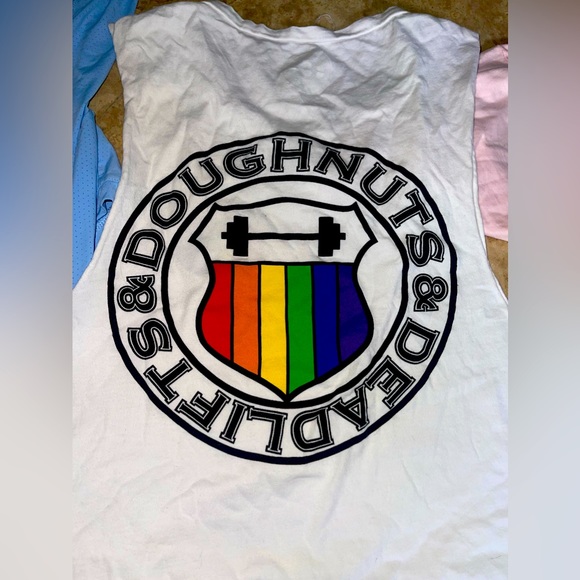 dndl | Tops | Dndl Doughnuts And Deadlifts Pride Shirt From The Golden ...